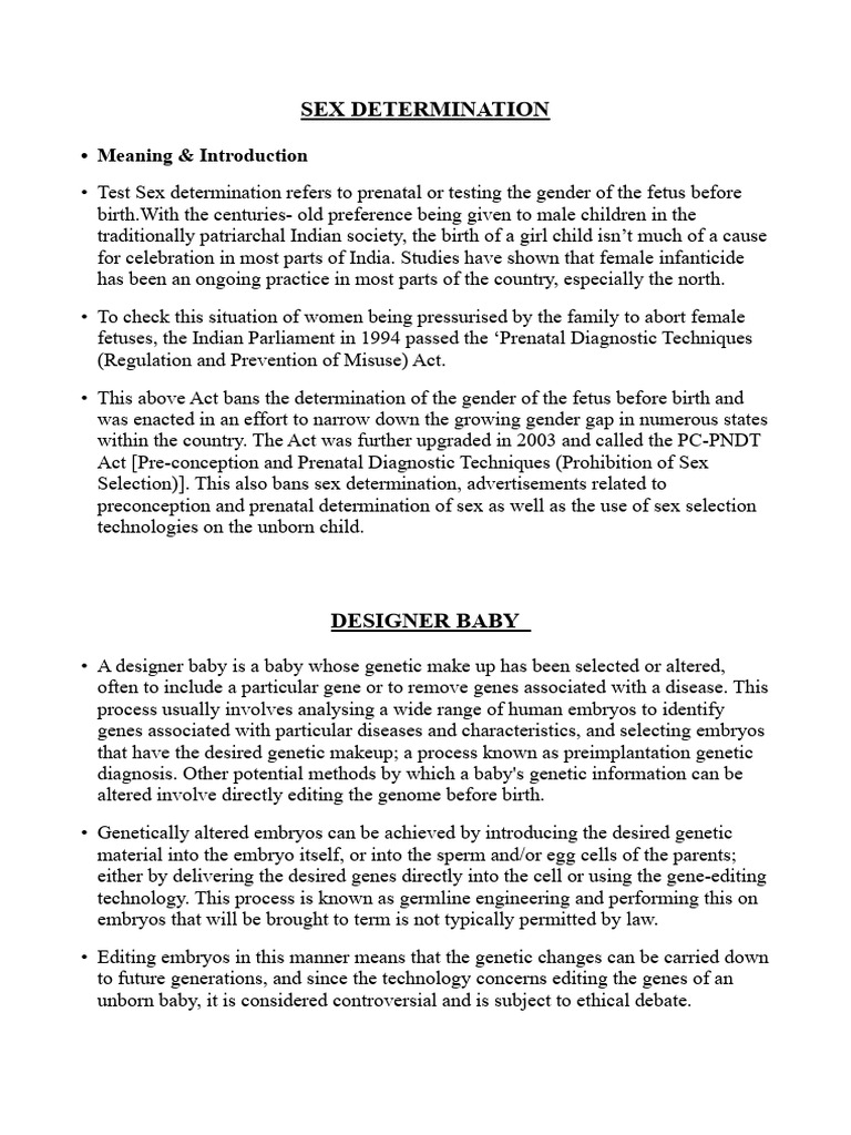 Sex Determination & Designer Baby | PDF | Designer Baby | Genetic ...