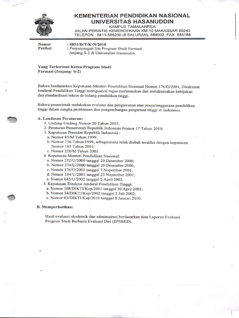 4851_Perpanjangan Izin Prodi S2 Farmasi | PDF