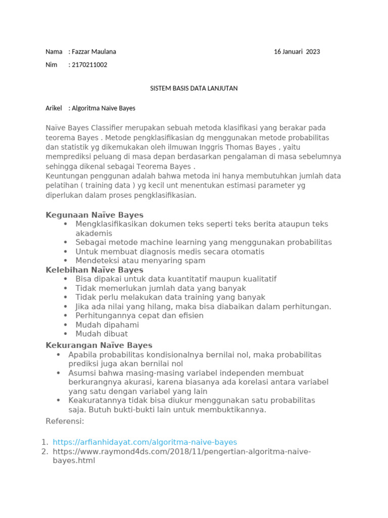 Algoritma Naive Bayes | PDF
