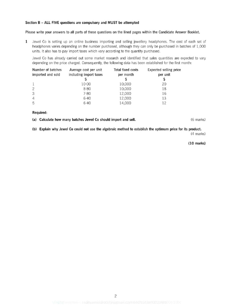 Past Paper CRQs - Jewel Co | PDF