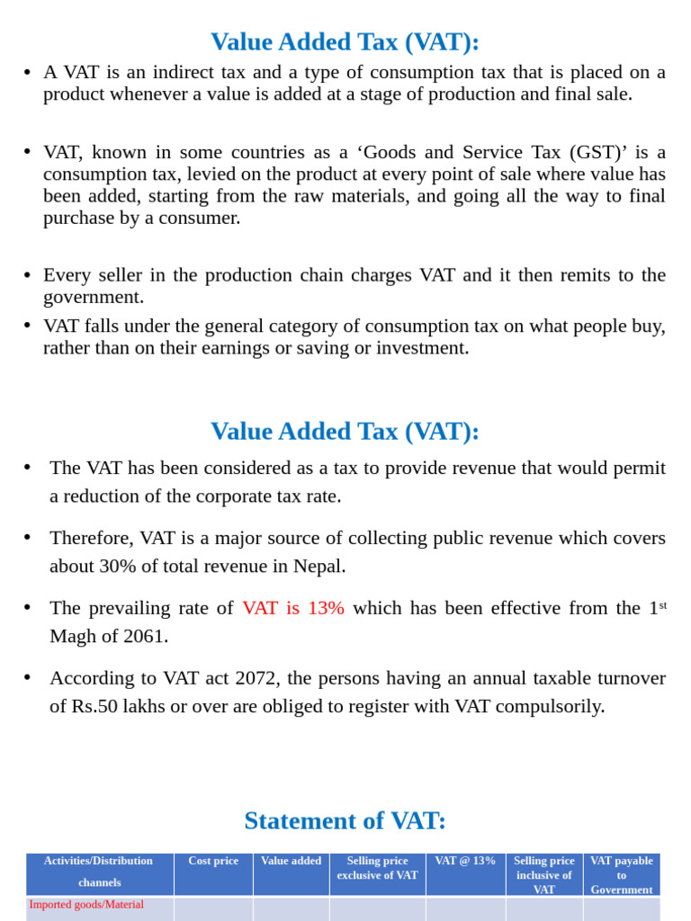 Understanding Value Added Tax (VAT) | PDF