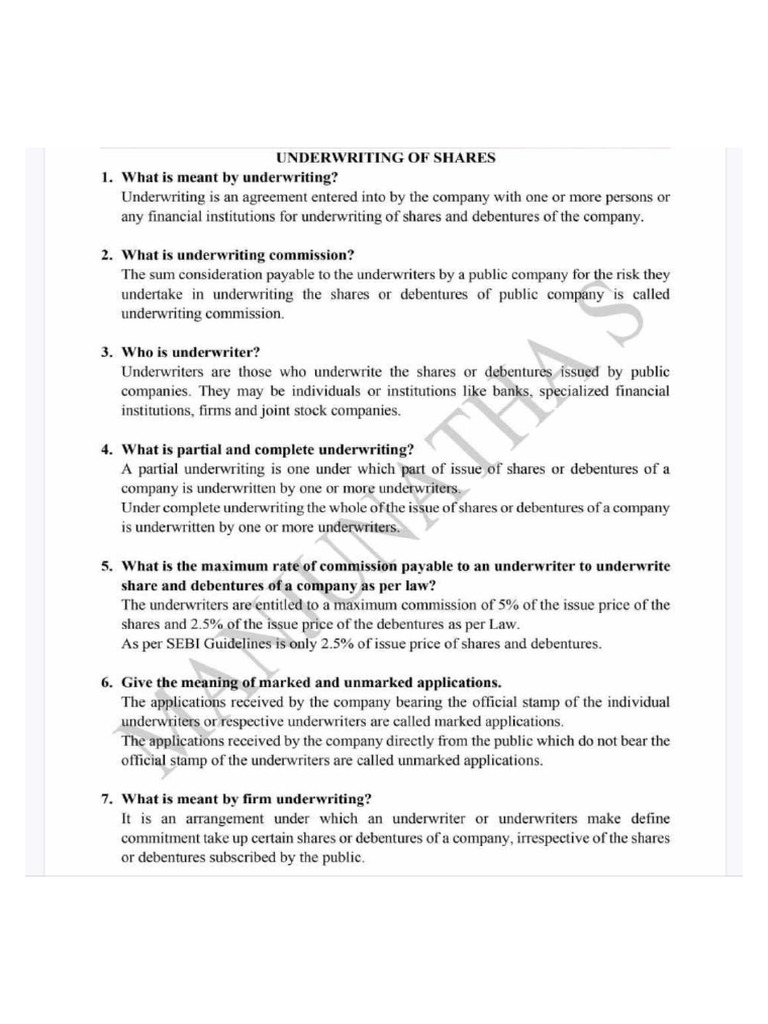 Corporate Accounting 2 Marks Questions | PDF