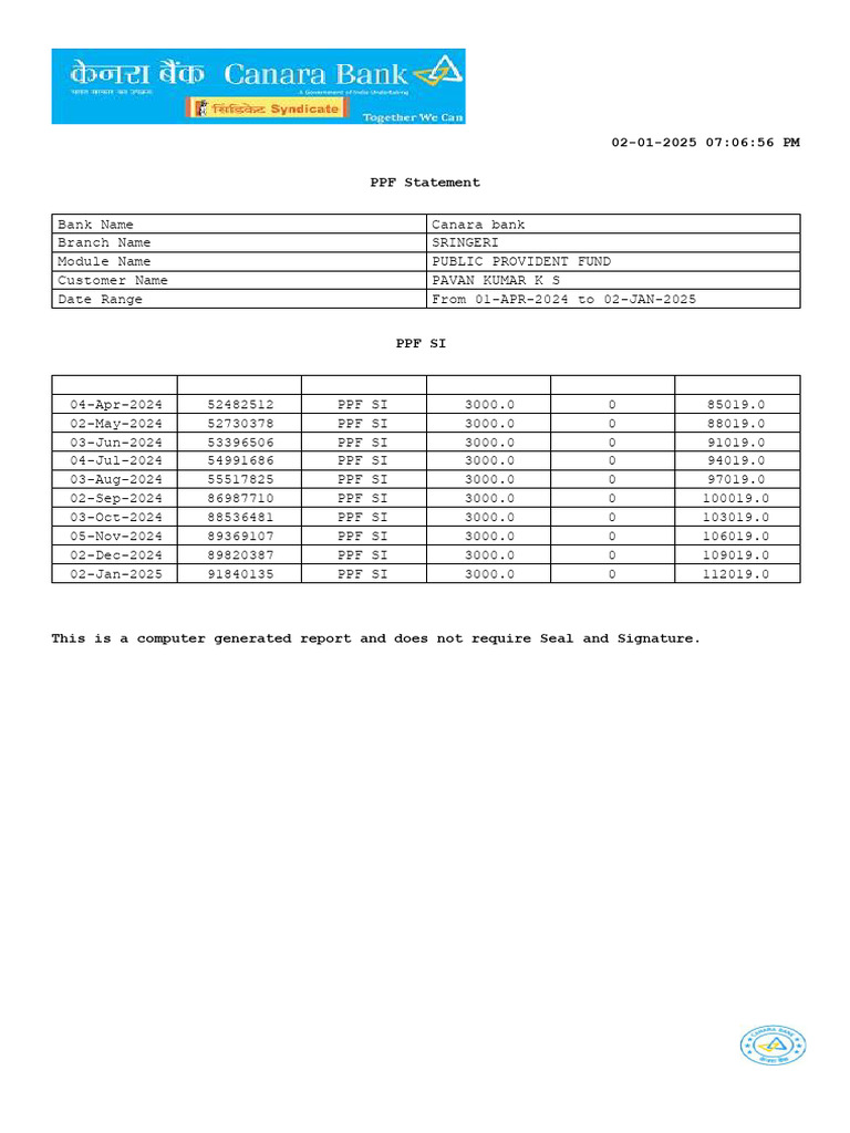 Canara - PPF - Account - Statement - 2025-01-02 19-06-58.320696w | PDF