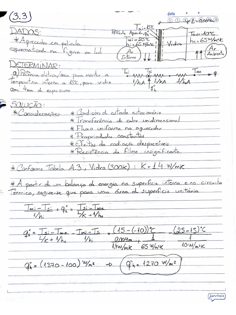 Exercícios Incropera Cap 3 | PDF