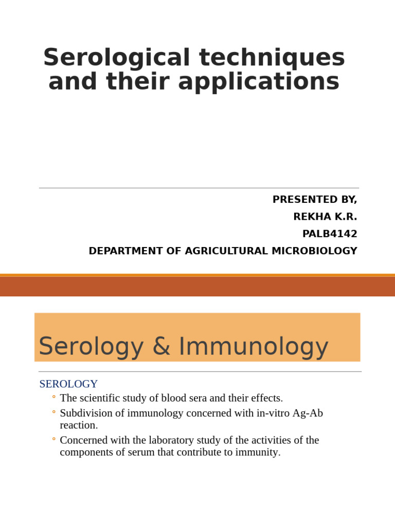 Serological Techniques and Applications | PDF | Immunofluorescence | Elisa