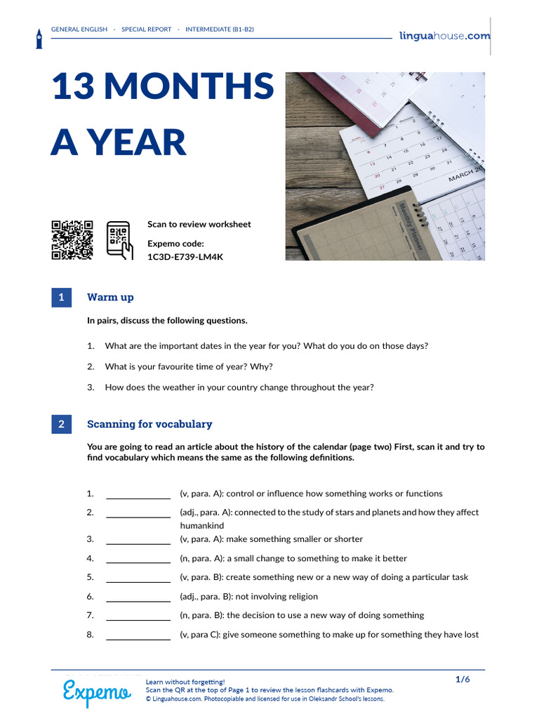 13-months-a-year-british-english-teacher | PDF | Calendar | Easter