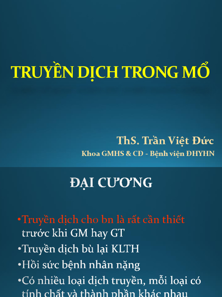 Dịch Truyền Trong GMHS | PDF