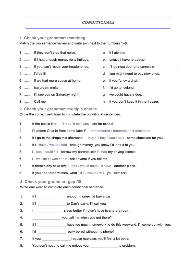 Conditional Exercises | PDF