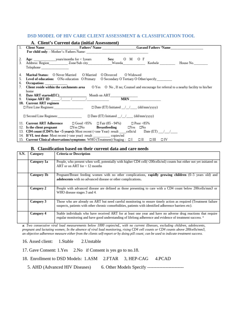 1.DSD Model Assessement & Classification Form | PDF