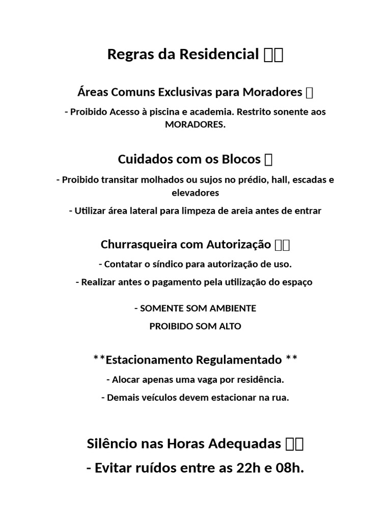 Regras de Locação no Residencial Marabella | PDF