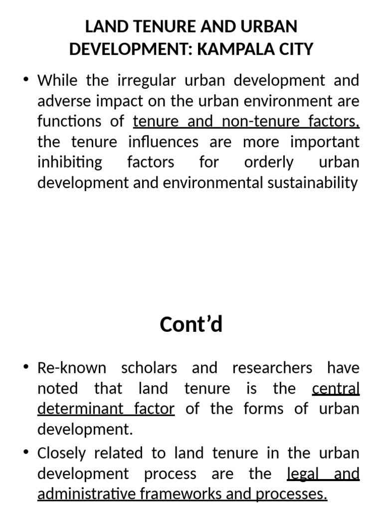 Land Tenure and Urban Development | PDF | Urbanization | Squatting