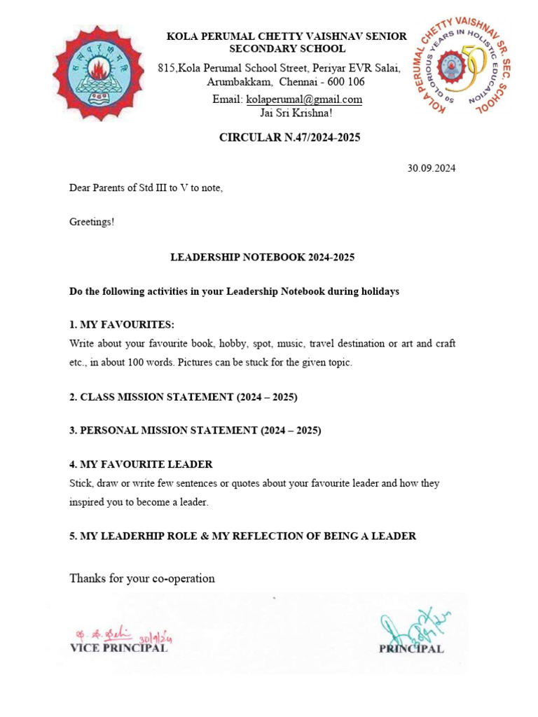 Leadership Notebook Activities STD Iii To V | PDF