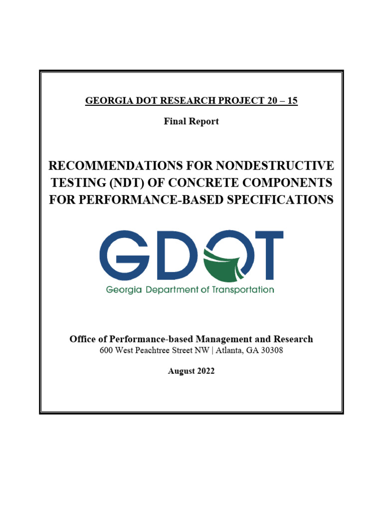 RECOMMENDATIONS FOR NONDESTRUCTIVE TESTING (NDT) OF CONCRETE СOMPONENTS ...