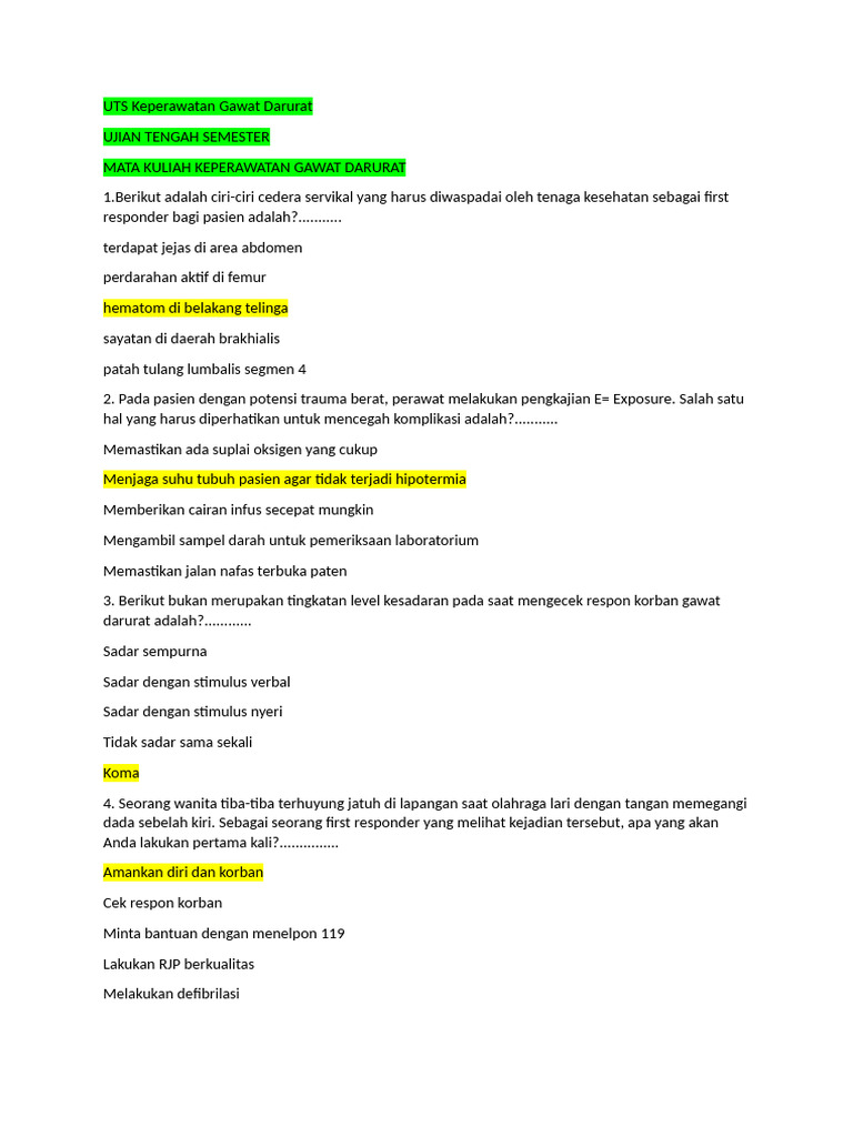 Uts Kep - Gawat Darurat Bu - Novida | PDF