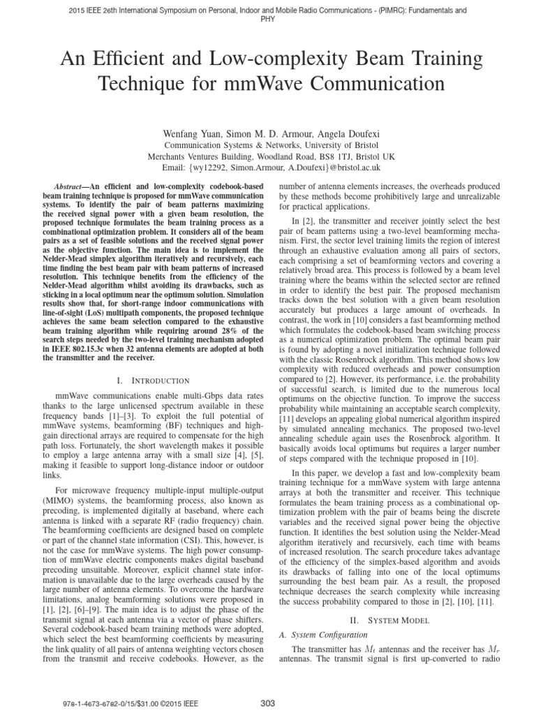 An Efficient and Low-Complexity Beam Training | PDF | Mimo | Antenna (Radio)