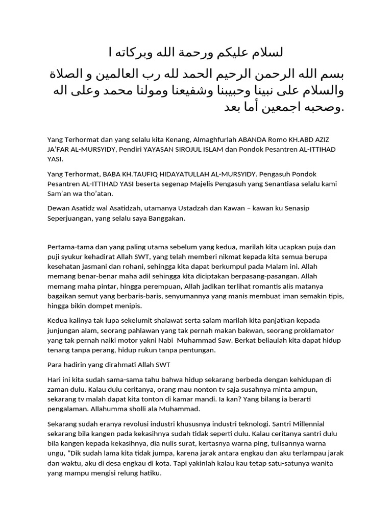 Contoh KHITOBAH 3 (SANTRI MILENIAL) | PDF