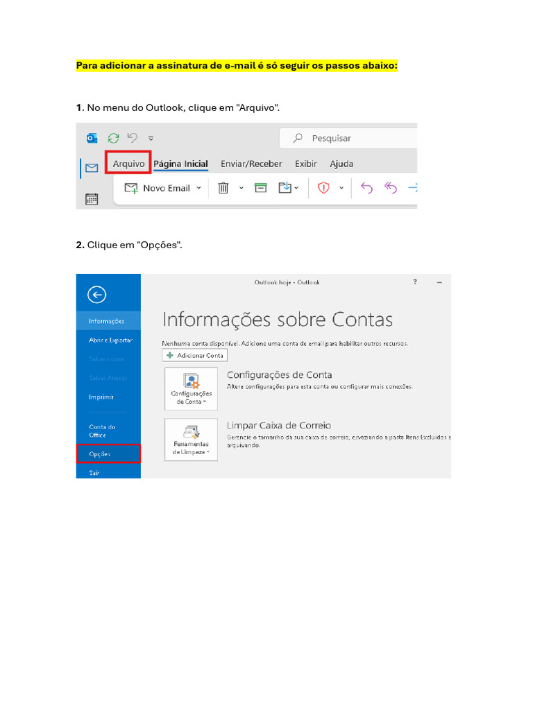 Inserir Assinatura de E-Mail No Microsoft Outlook | PDF