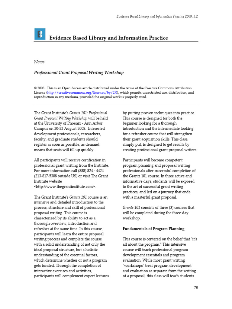 Professional Grant Proposal Writing Workshop | PDF | Grant Writing ...
