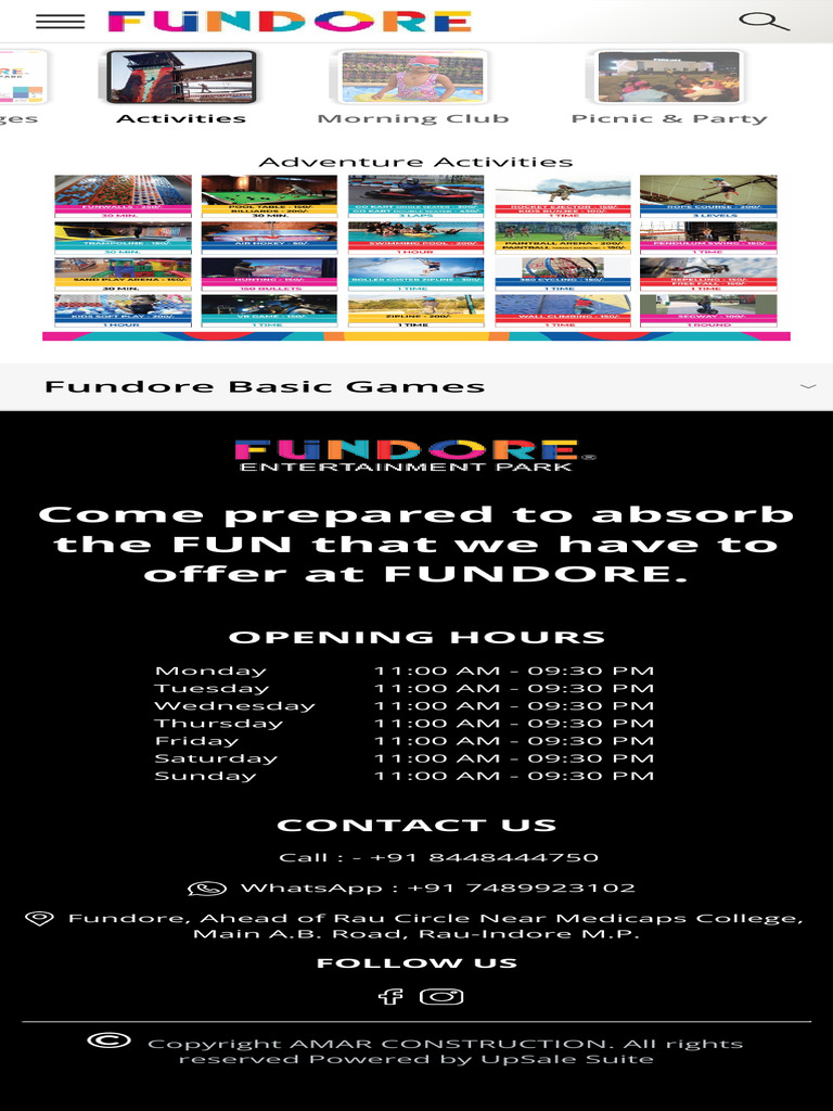 Fundore Adventure Activities Overview | PDF