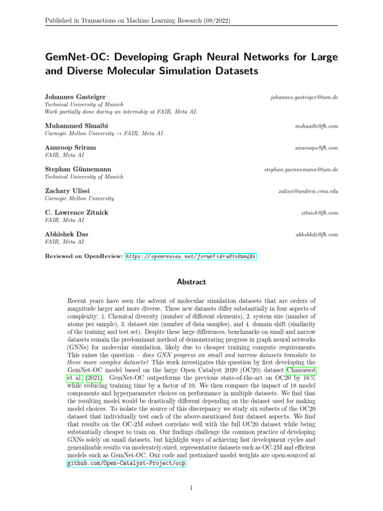 GemNet-OC: GNNs for Molecular Datasets | PDF