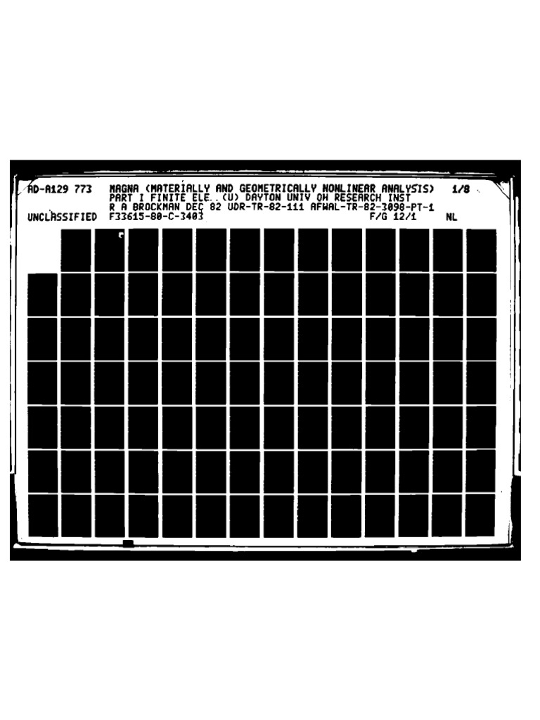 MAGNA (Materially and Geometrically Nonlinear Analysis) - Part I. Finite Element Analysis Manual ...