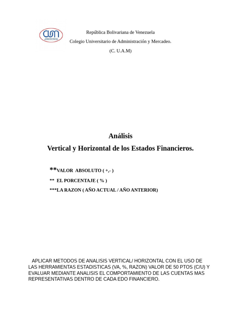 Tarea-Ejer-EL Analisis Vertical y Horizontal EVALUACION 03-2024-C | PDF | Economía Financiera ...
