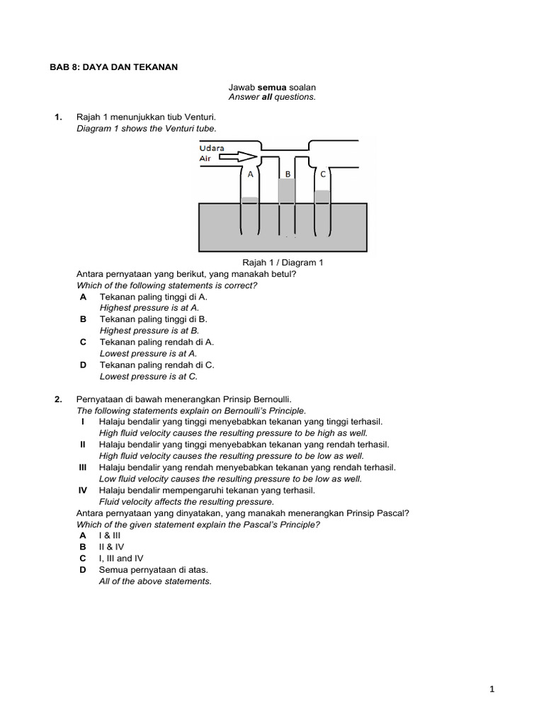 Prolab Sains t5 - Bab 8 Daya Dan Tekanan | PDF