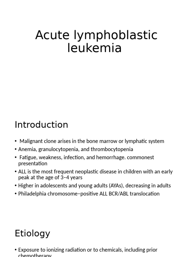 Acute Lymphoblastic Leukemia Overview Pdf Leukemia Immunotherapy