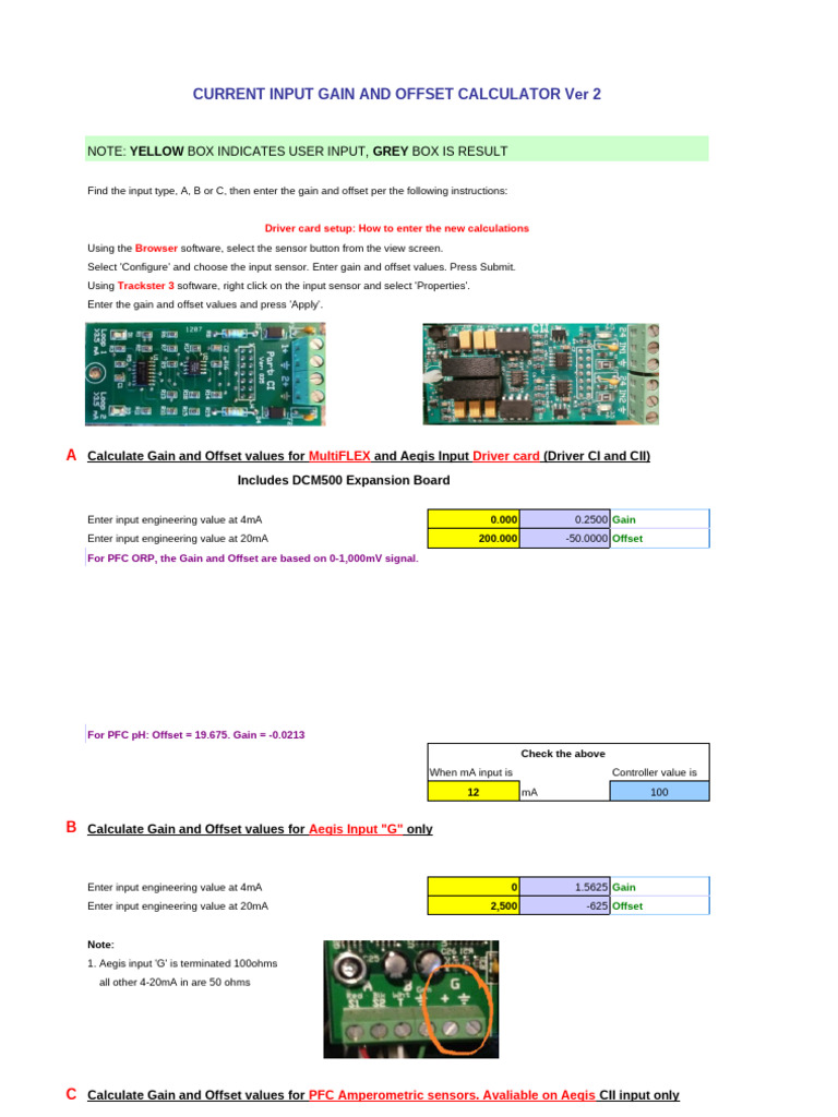 Current input gain offset calculator customers Rev1 (1) | PDF ...
