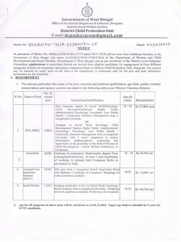 Recruitment Notice Jhargram | PDF
