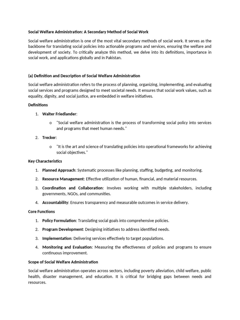 Social Welfare Administration | PDF | Policy | Welfare