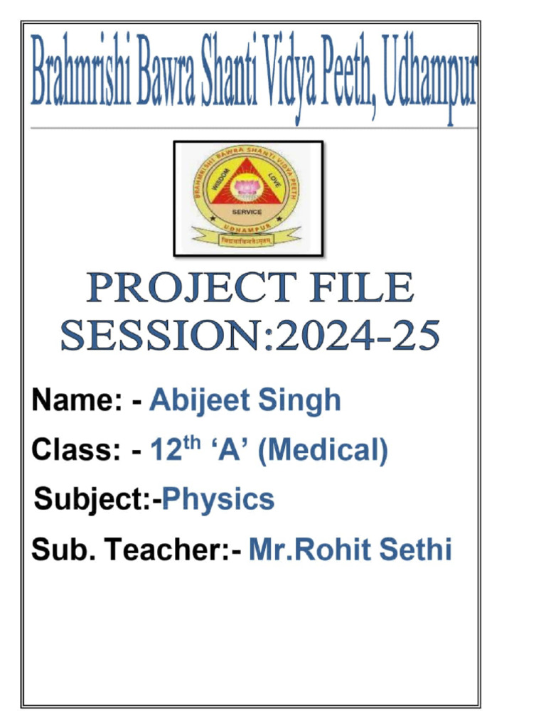 Abijeet Singh Prac. File 2024-25(Physics) | PDF | Electrical Resistance And Conductance ...