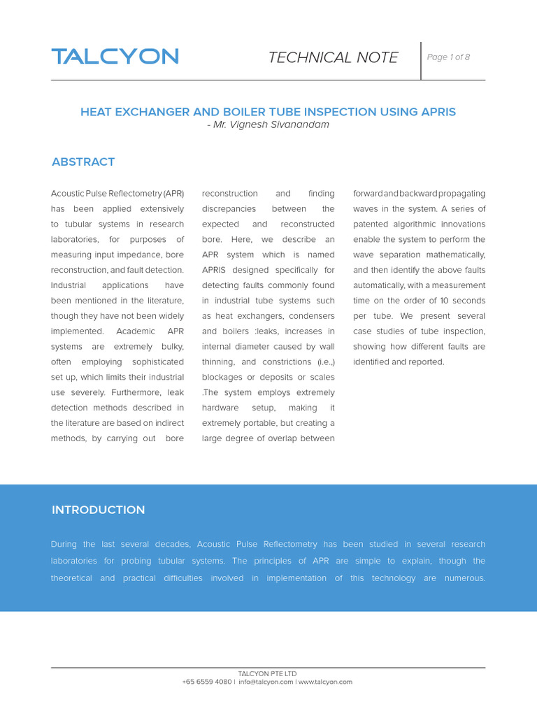 01 Technical Note Heat Exchanger and Boiler Tube Inspection Using APRIS ...