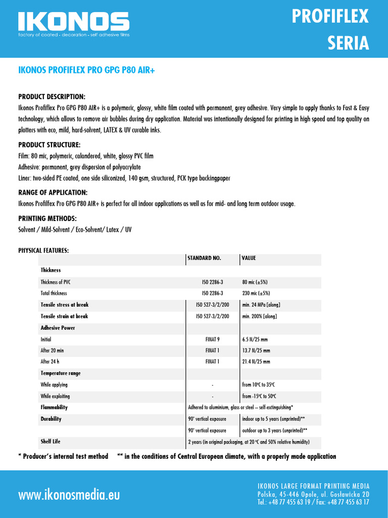 Ikonos Profiflex Pro GPG p80 Air | PDF
