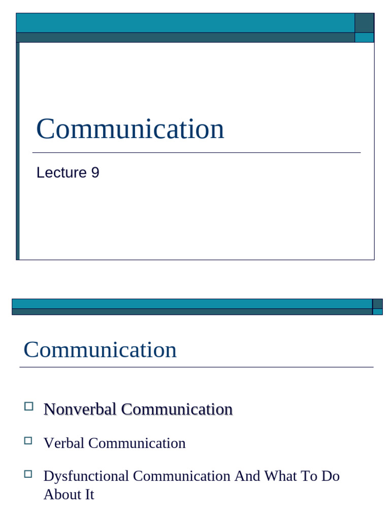 Lecture9_Communication | PDF | Nonverbal Communication | Communication