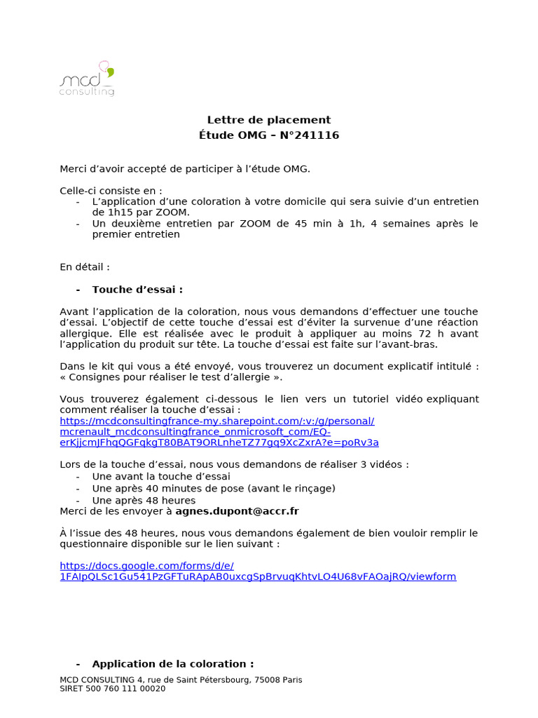 Étude OMG : Instructions de Coloration | PDF
