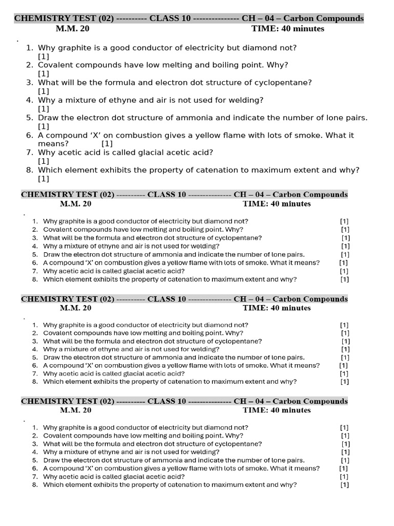 CL 10 - CH 4 - TEST - 02 | PDF