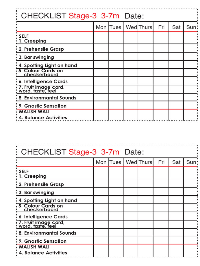 Stage 3 Development Checklist 3-7 Months | PDF