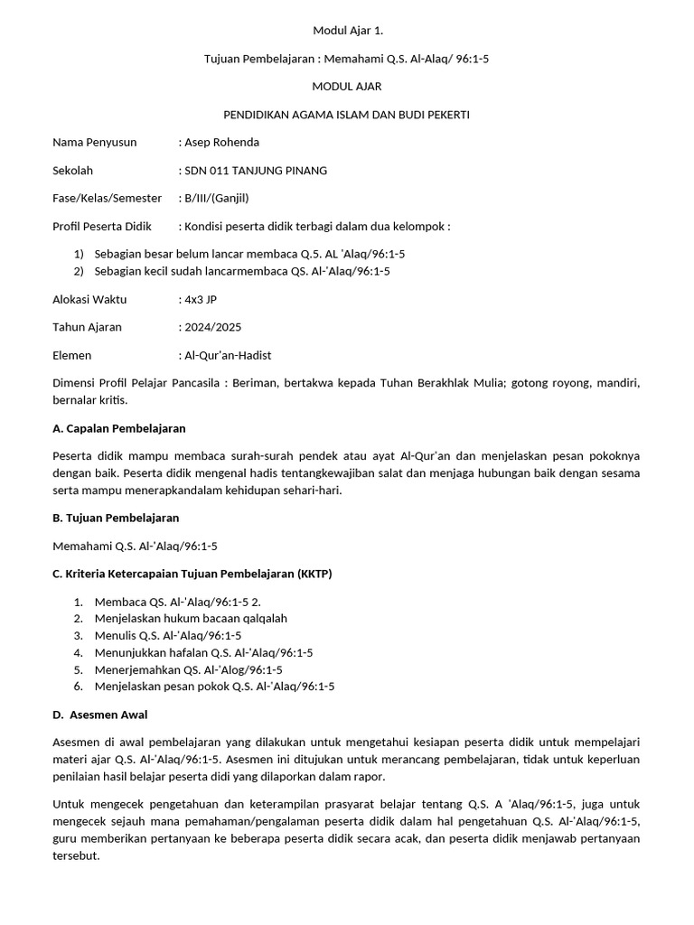 Modul Ajar Asep | PDF