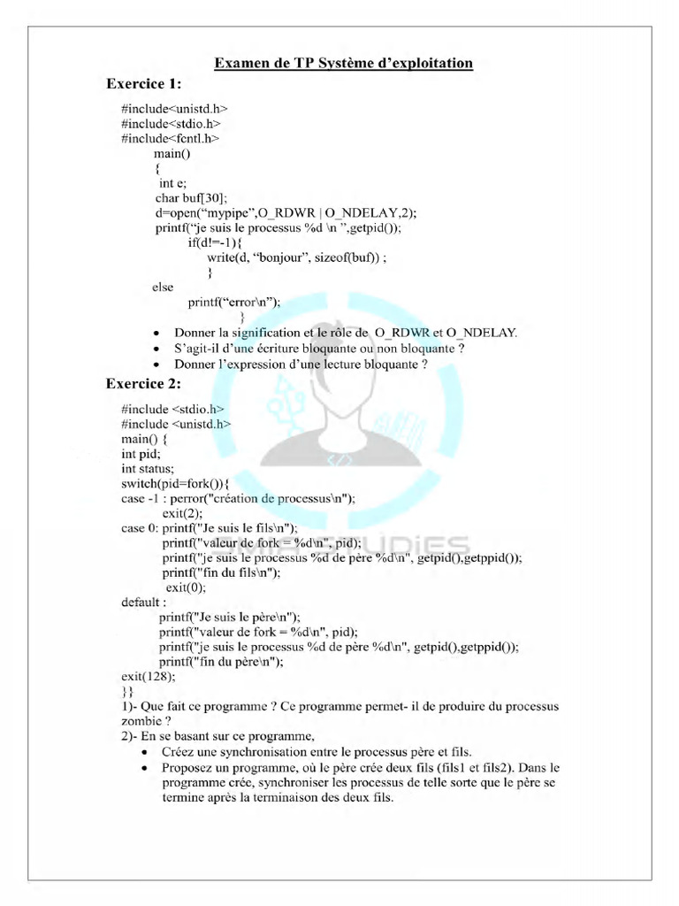 SE II - Contrôle TP Corrigé 2015-2016 | PDF