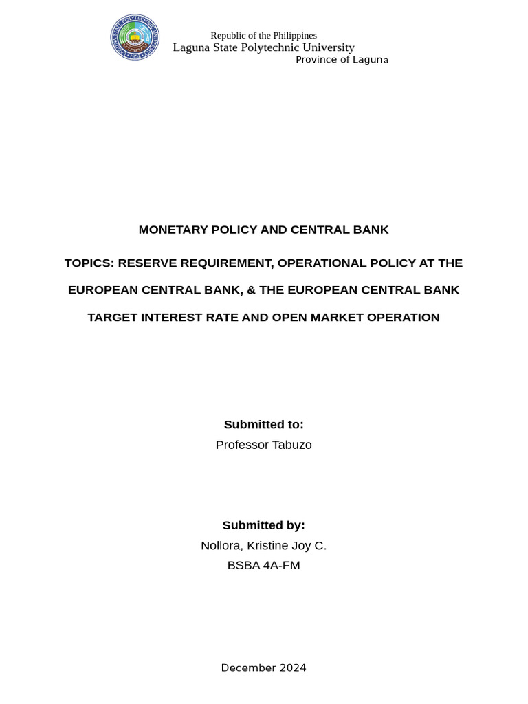 Monetary Policy and Central Bank | PDF | European Central Bank | Quantitative Easing