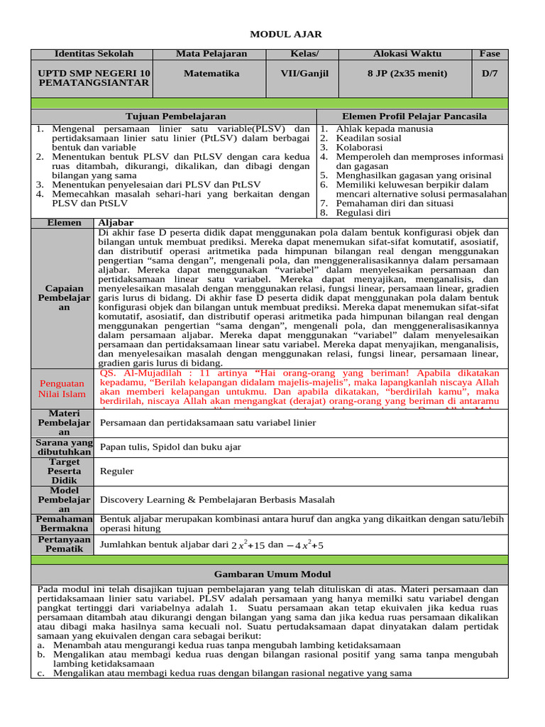 Modul_Ajar_Persamaan_dan_Pertidaksamaan (1) | PDF
