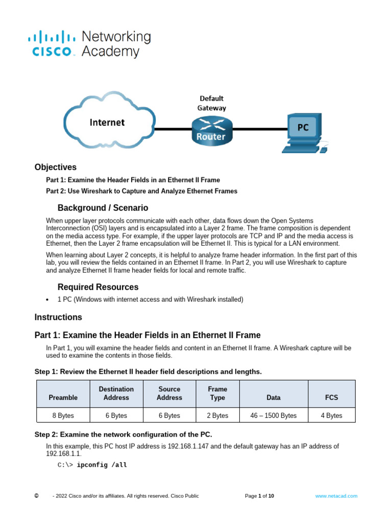 Analyze Ethernet II Frames with Wireshark | PDF | Osi Model | Ethernet
