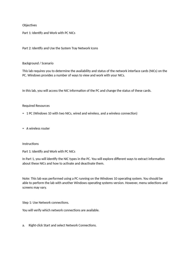 18-2-3 Lab View Wireless and Wired NIC Information | PDF | Icon ...