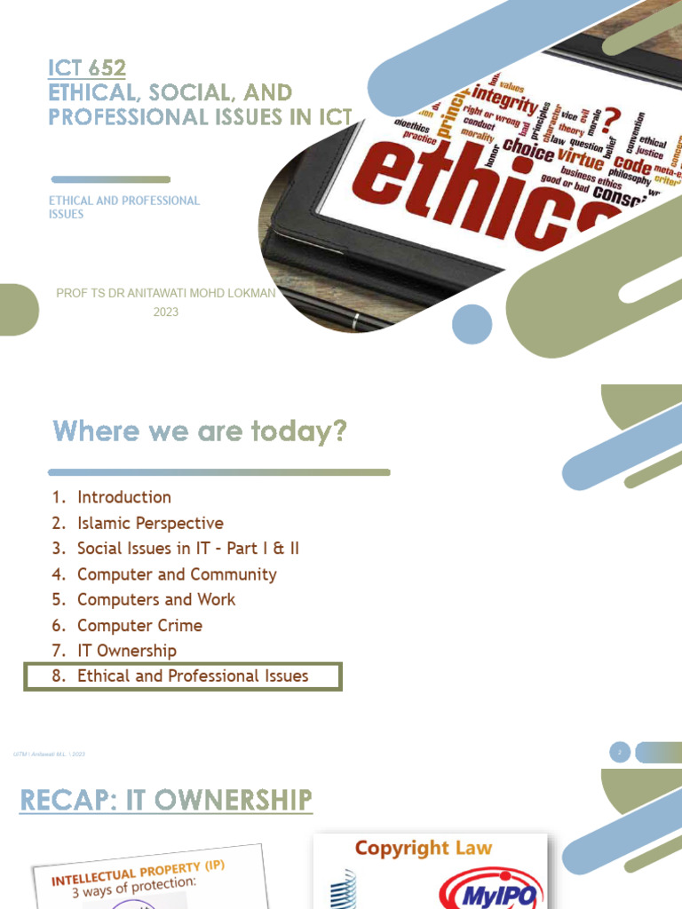 Ict652 - Chapter 8 (Ethical & Professional Issues) | PDF | Entrepreneurship