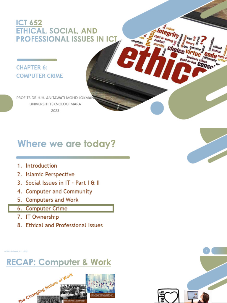 Ict652 - Chapter 6 Computer Crime | PDF | Security Hacker | Cybercrime