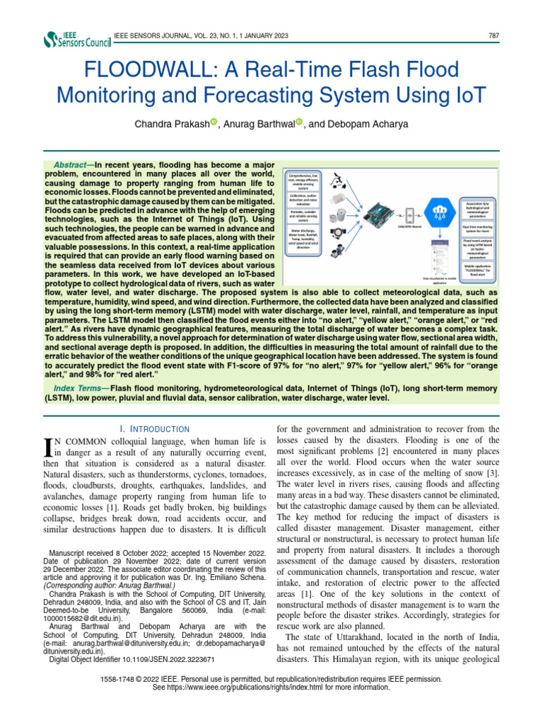 FLOODWALL a Real-Time Flash Flood Monitoring and Forecasting System Using IoT | PDF | Flood ...