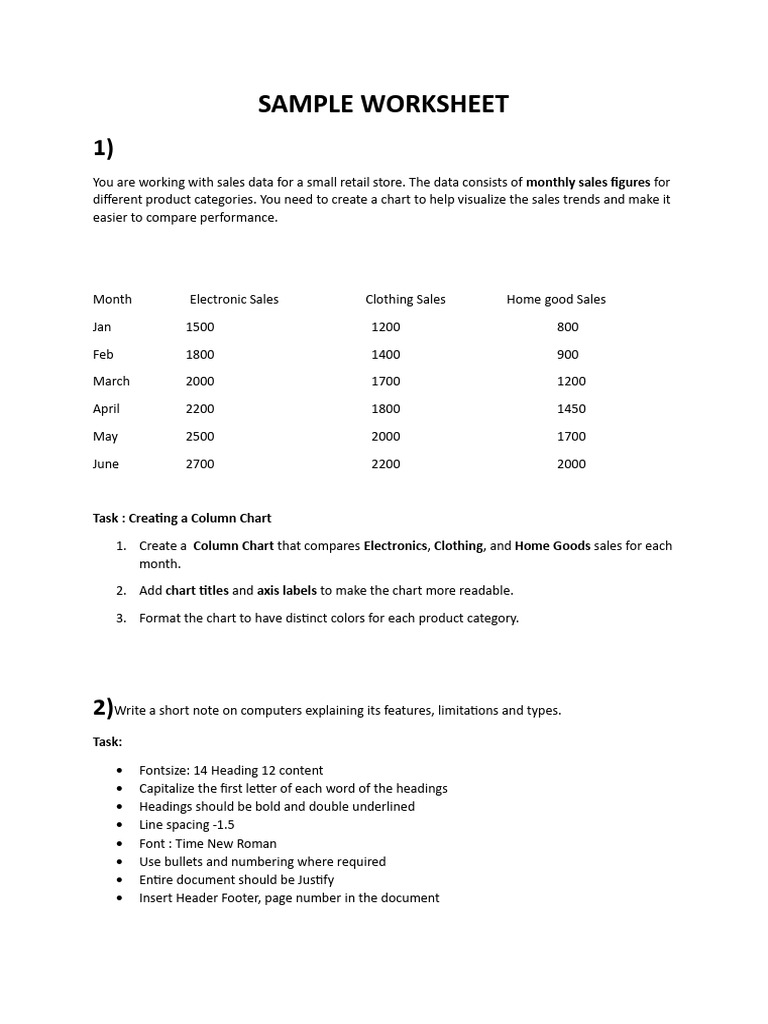 Sales Data Visualization Worksheet | PDF | Computing | Text
