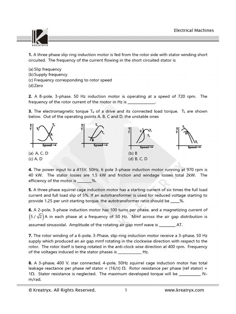 Electrical Machines (Prac Ques - Induction Machines) | PDF | Electric Motor | Machines