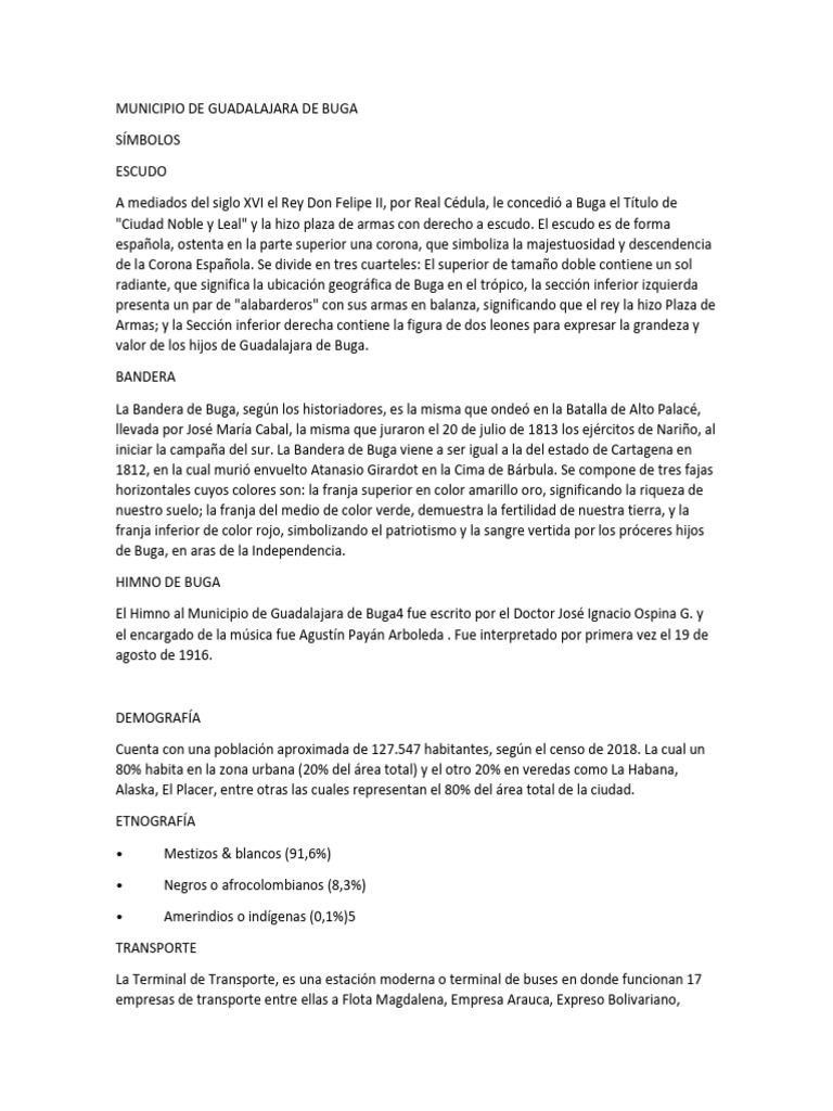 Escudo y Bandera de Guadalajara de Buga | PDF